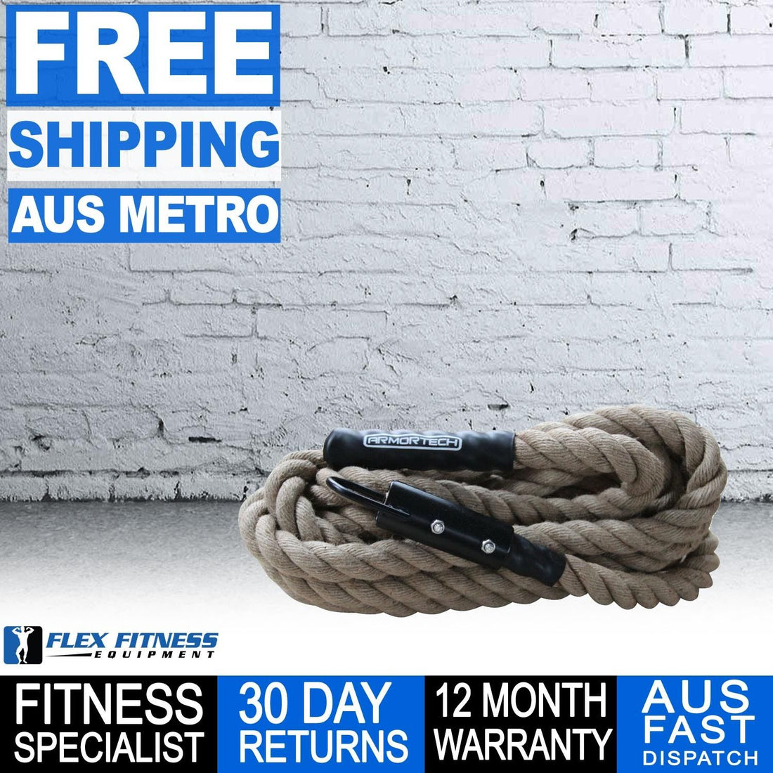 Armortech V2 Climbing Rope 7m x 38mm – Flex Fitness Equipment New Zealand